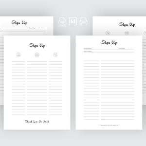 Minimal Sign up Sheet Printable Sign up Event Sign up - Etsy