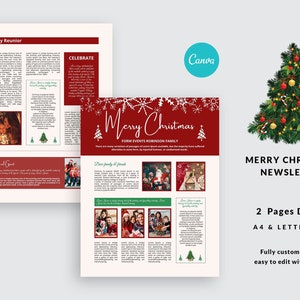 Merry Christmas Newsletter Canva Template, Christmas Journal, Instant ...