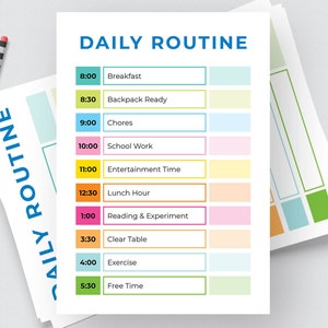 Daily Routine Chart Editable Indesign & Canva Version, Daily Morning ...