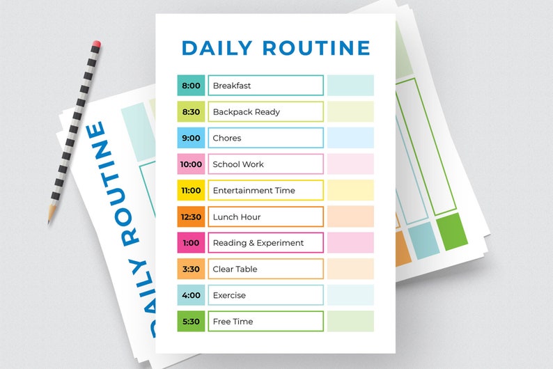 Daily Routine Chart Editable Indesign & Canva Version, Daily Morning ...