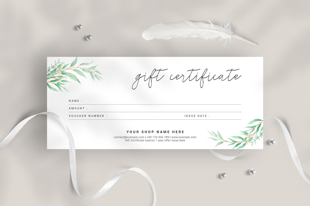 Minimal Gift Certificate Template, Editable Gift Certificate, Printable ...