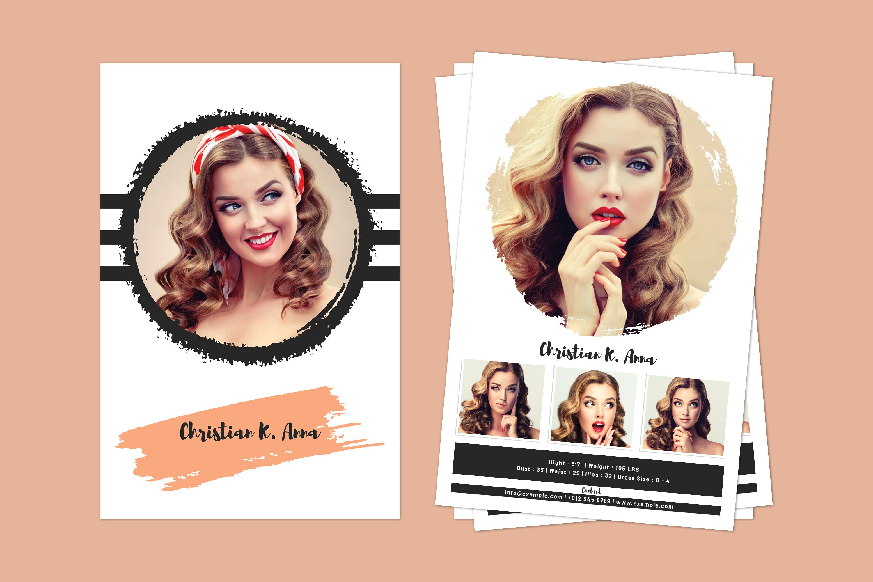 Modeling Comp Card Template Professional Comp Card Elegant | Etsy