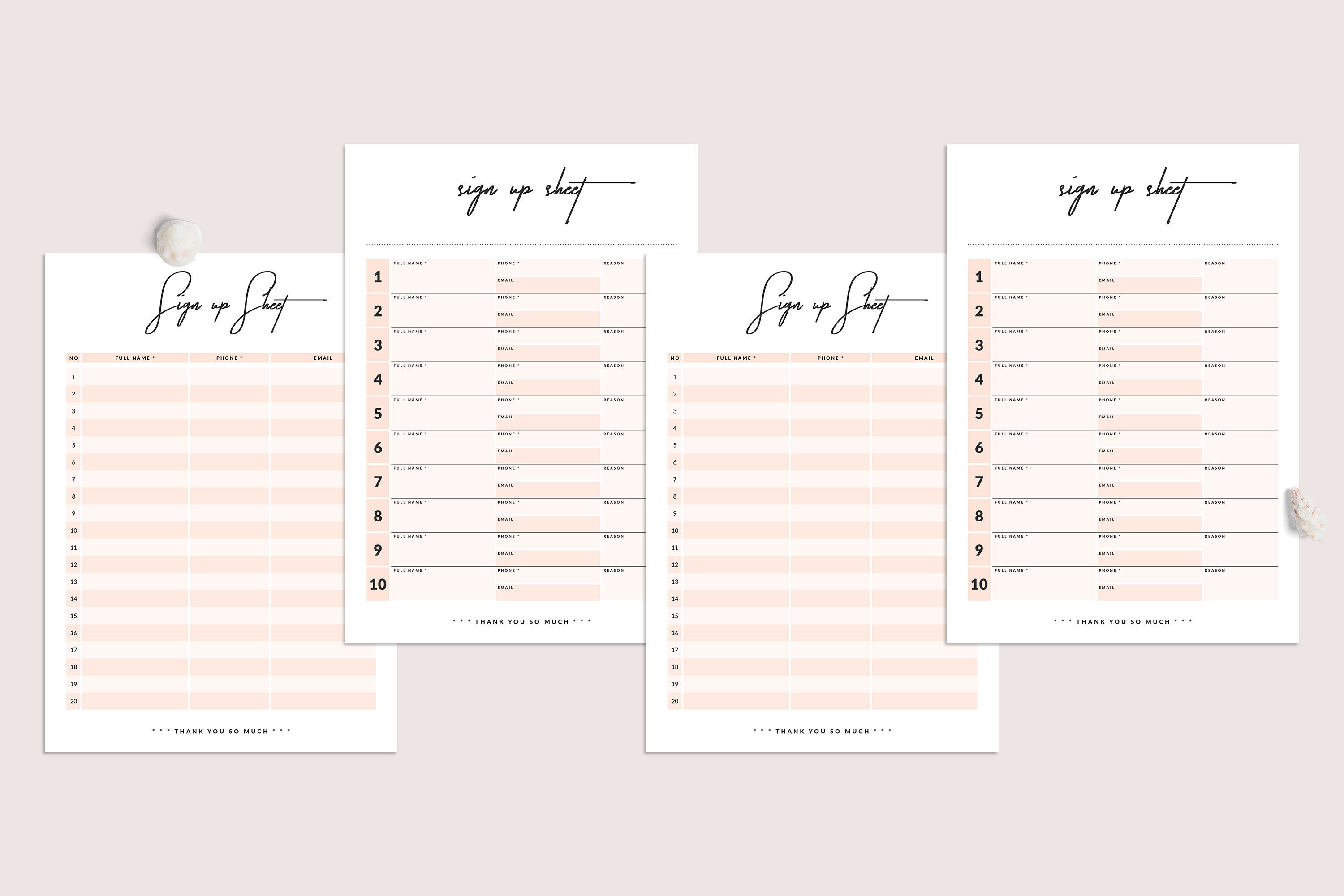 Sign up Template Sign-up Sheet Layout Printable Sign up Event Sign up ...
