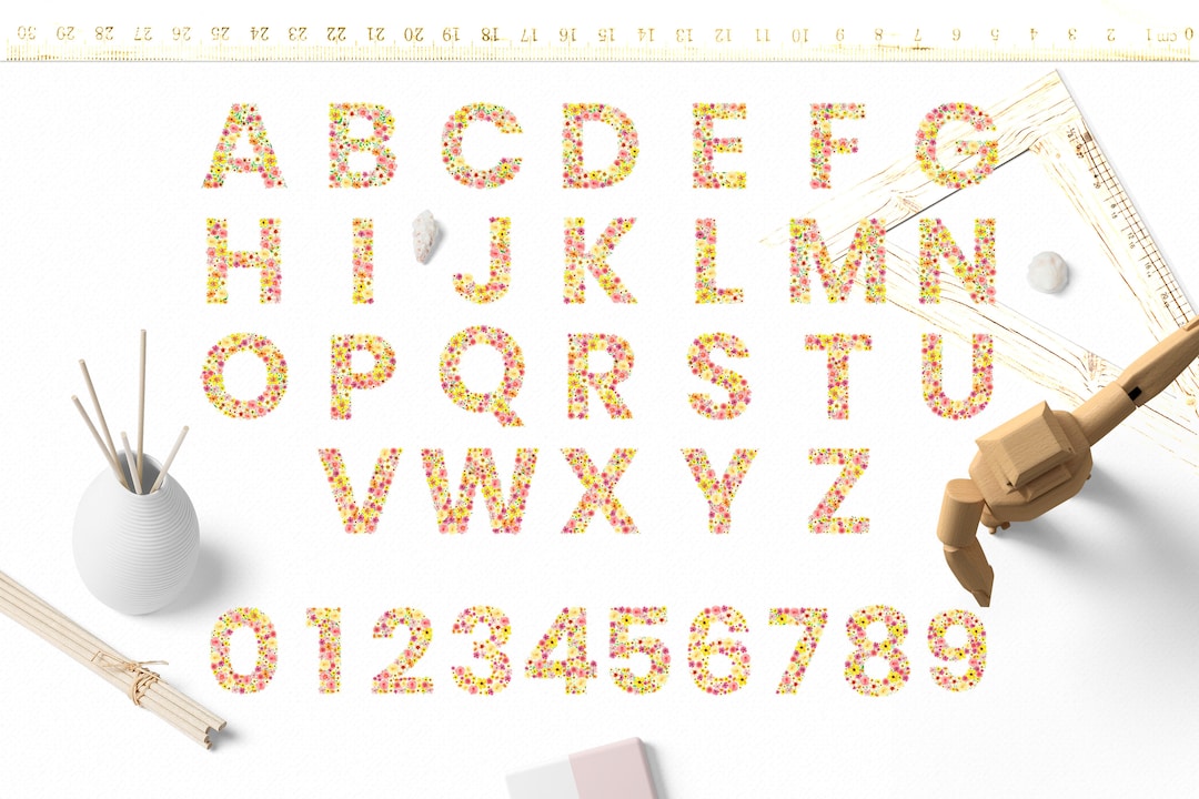 Floral Alphabet Clip-art, A to Z Hand Paint Watercolor Floral Alphabet ...