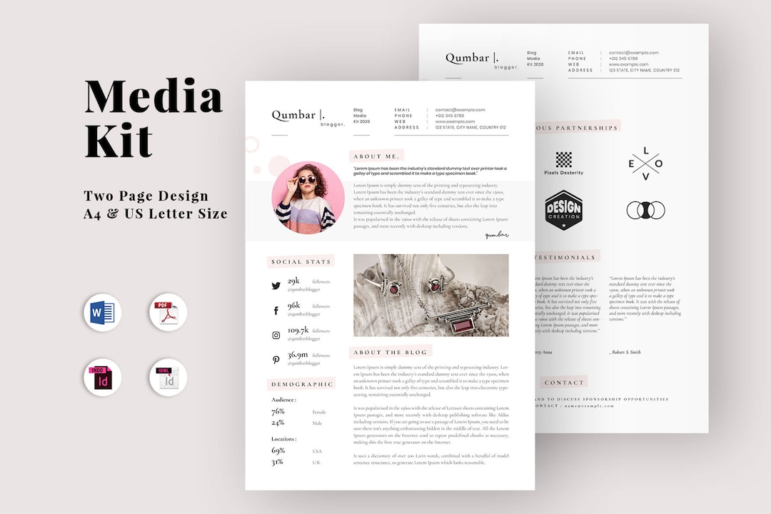 Media Kit Template, Blogger Media Kit, Fashion Blogger Media Kit ...