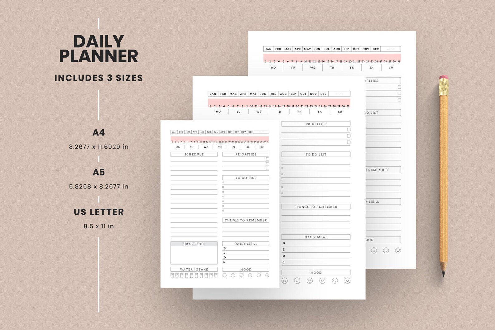 Editable CANVA Daily Planner Sheet Instant Download Canva Etsy Ireland