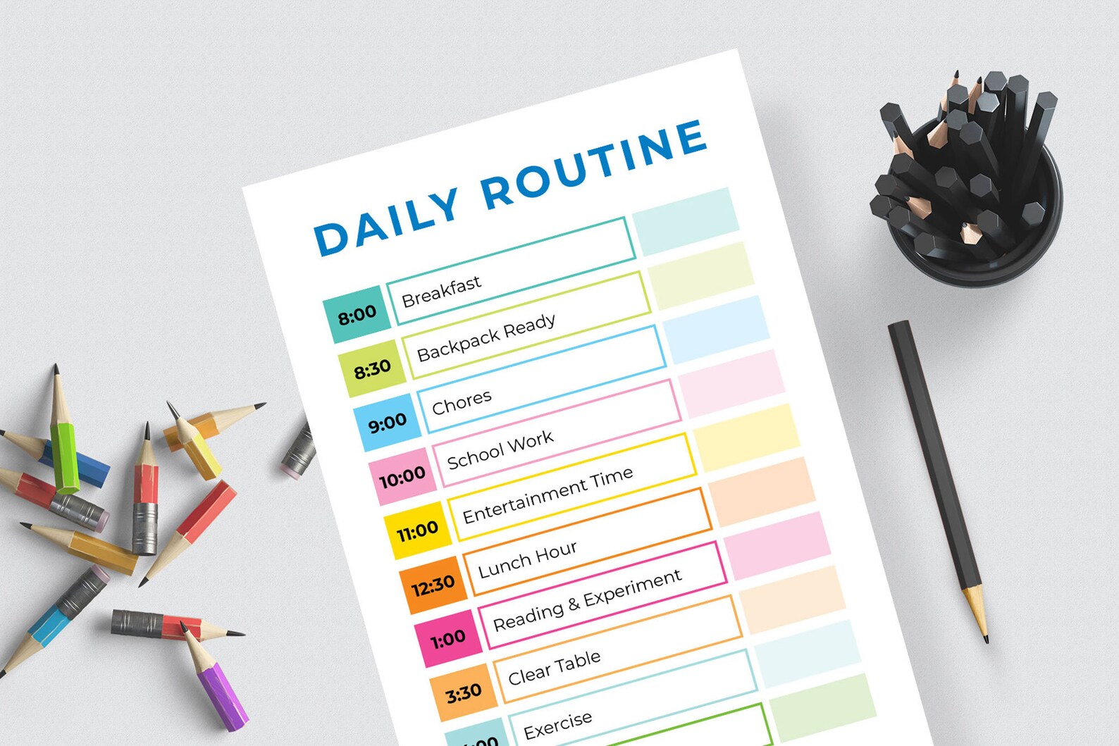 Daily Routine Chart Editable Indesign & Canva Version, Daily Morning ...