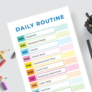 Daily Routine Chart Editable Indesign & Canva Version, Daily Morning ...
