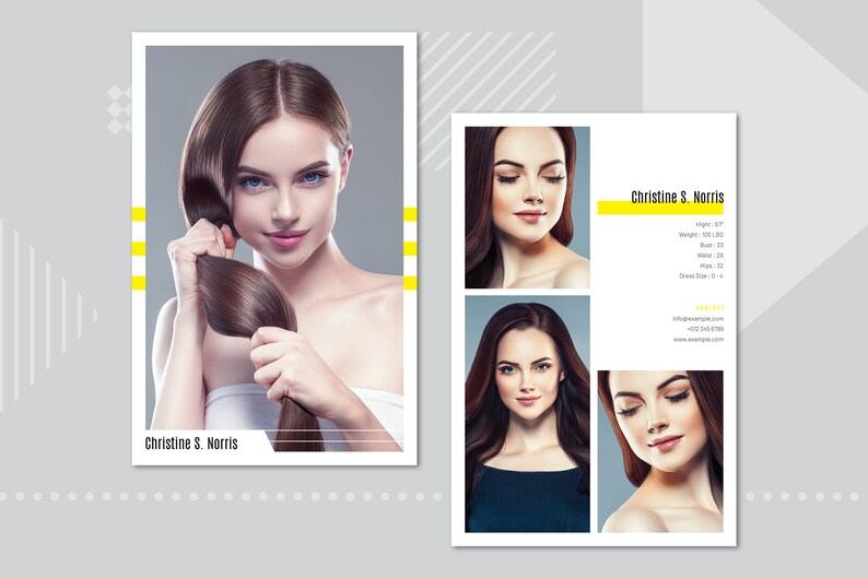 Modeling Comp Card Template, Professional Comp Card, Fashion Modeling ...