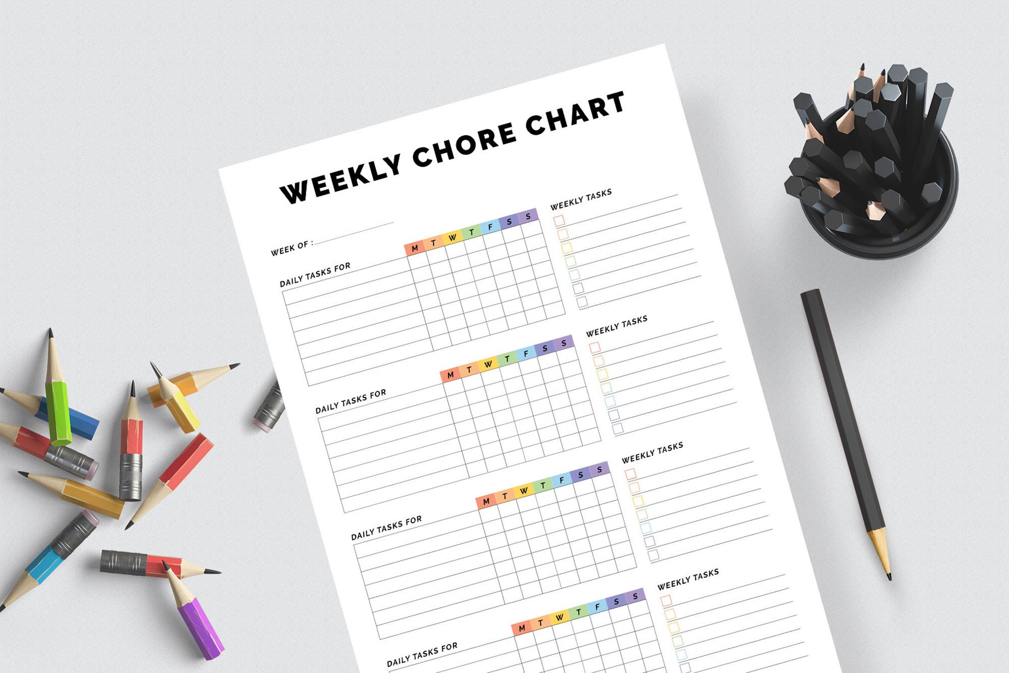 Weekly Chore Chart Editable Indesign Template Responsibility - Etsy