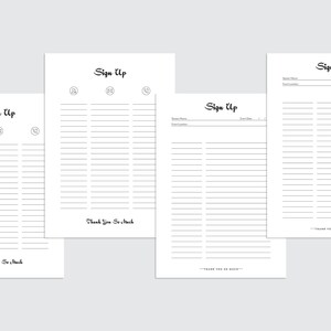 Minimal Sign up Sheet Printable Sign up Event Sign up - Etsy
