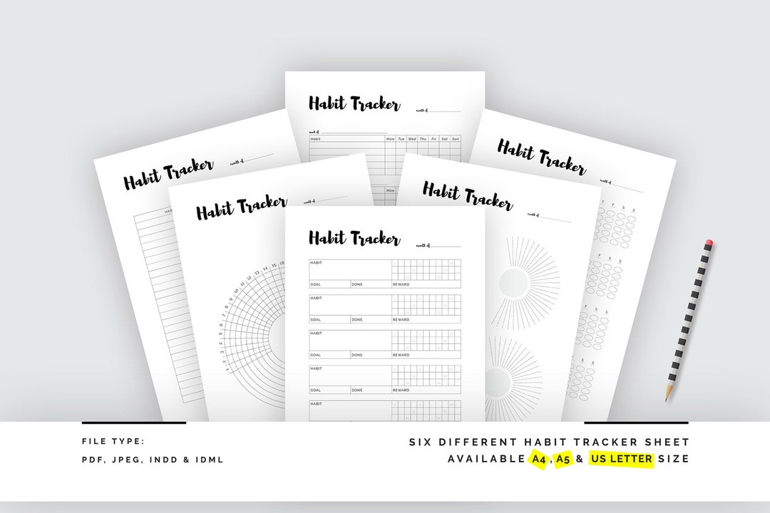 Daily Weekly Monthly Editable Habit Tracker Bundle 6 Sheets - Etsy