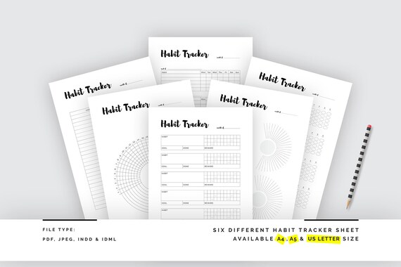 Daily Weekly Monthly Editable Habit Tracker Bundle 6 Sheets - Etsy