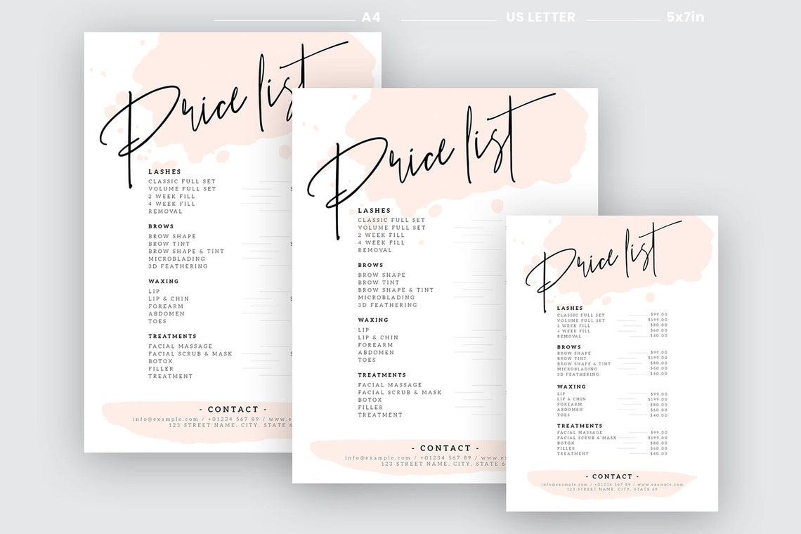 Price List Template for Photographer, Photography Pricing Guide ...