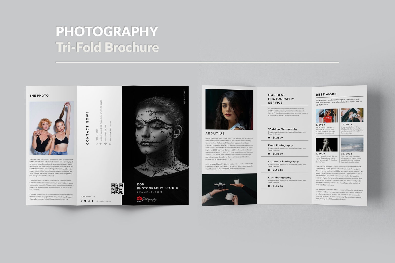 Photographer Trifold Brochure Template, Elegant Brochure Layout ...