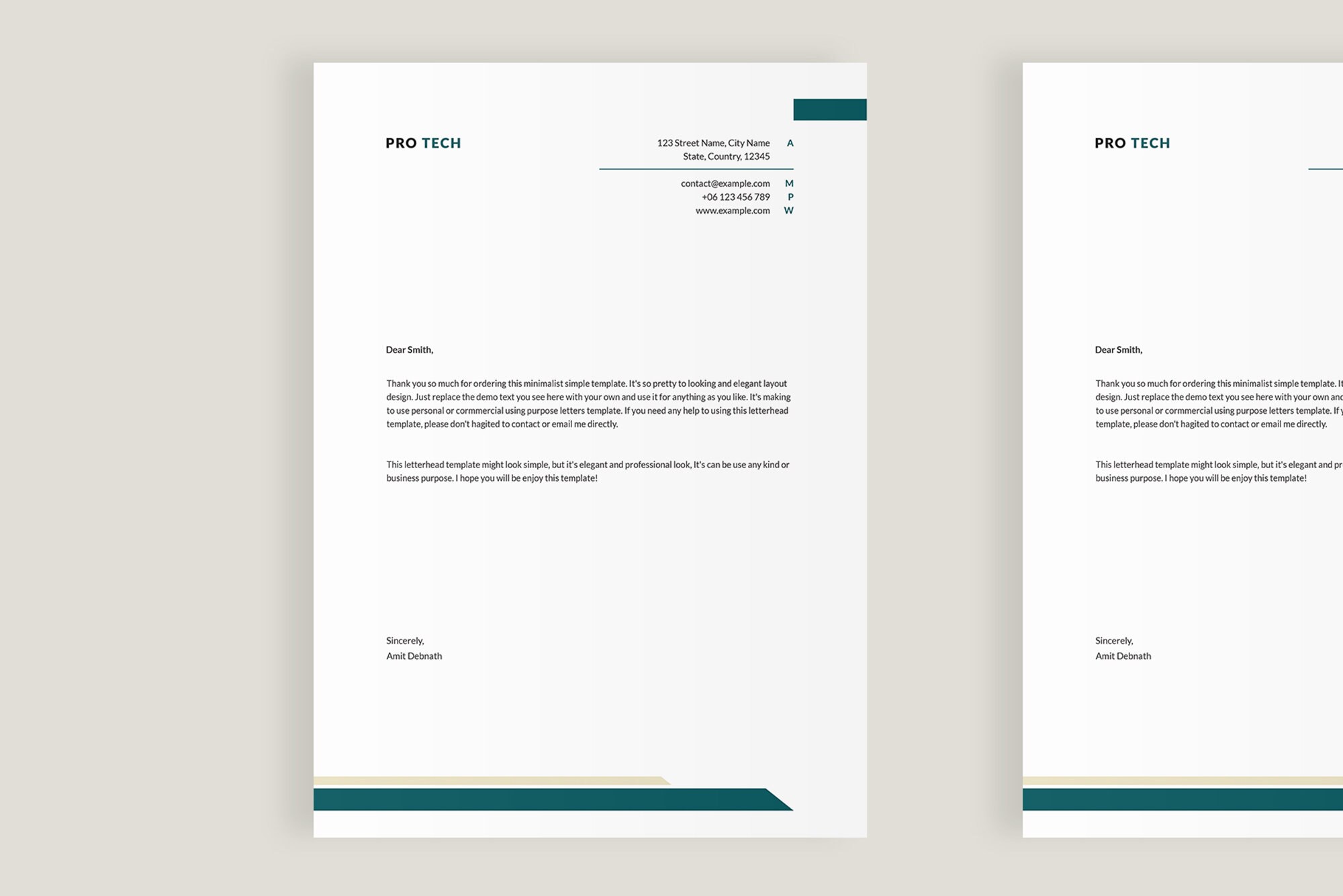 Minimal Letterhead Template, Editable Business Letterhead, Letterhead ...