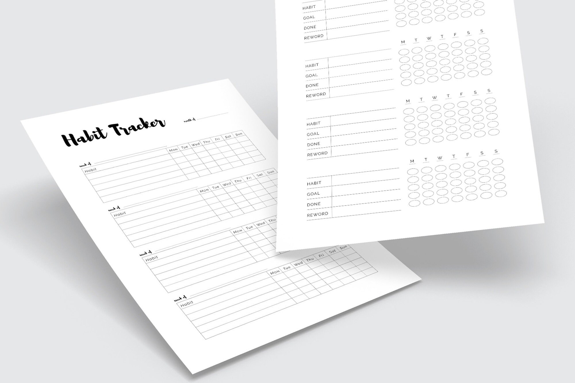Daily Weekly Monthly Editable Habit Tracker Bundle 6 Sheets - Etsy