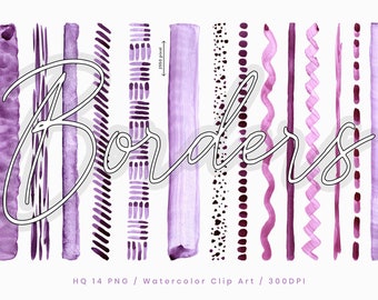14 Watercolor Borders Clip Art Download PNG Hand Painted | Etsy