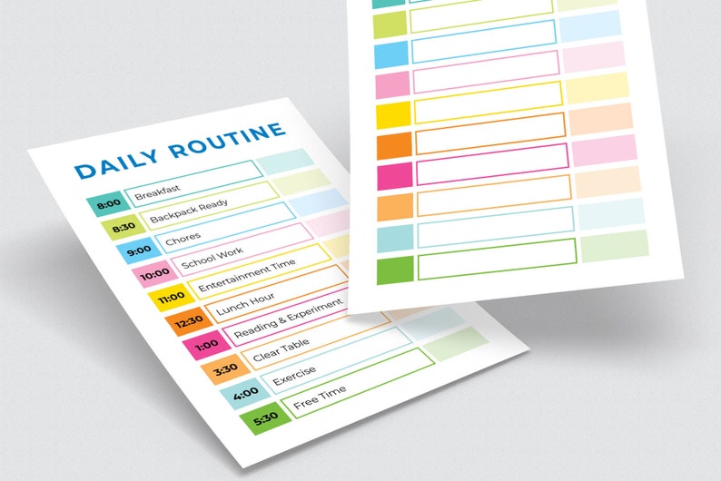 Daily Routine Chart Editable Indesign & Canva Version, Daily Morning ...