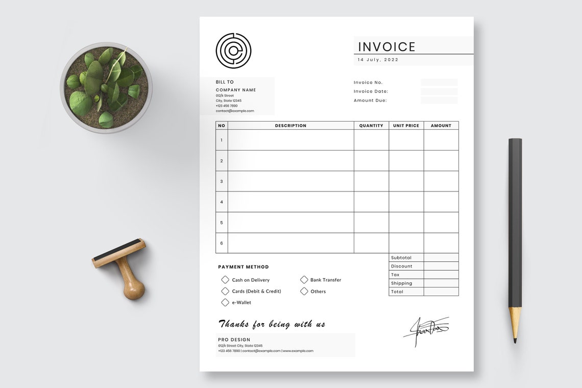 Invoice Word Template, Editable Minimal Order Form, Editable Microsoft ...