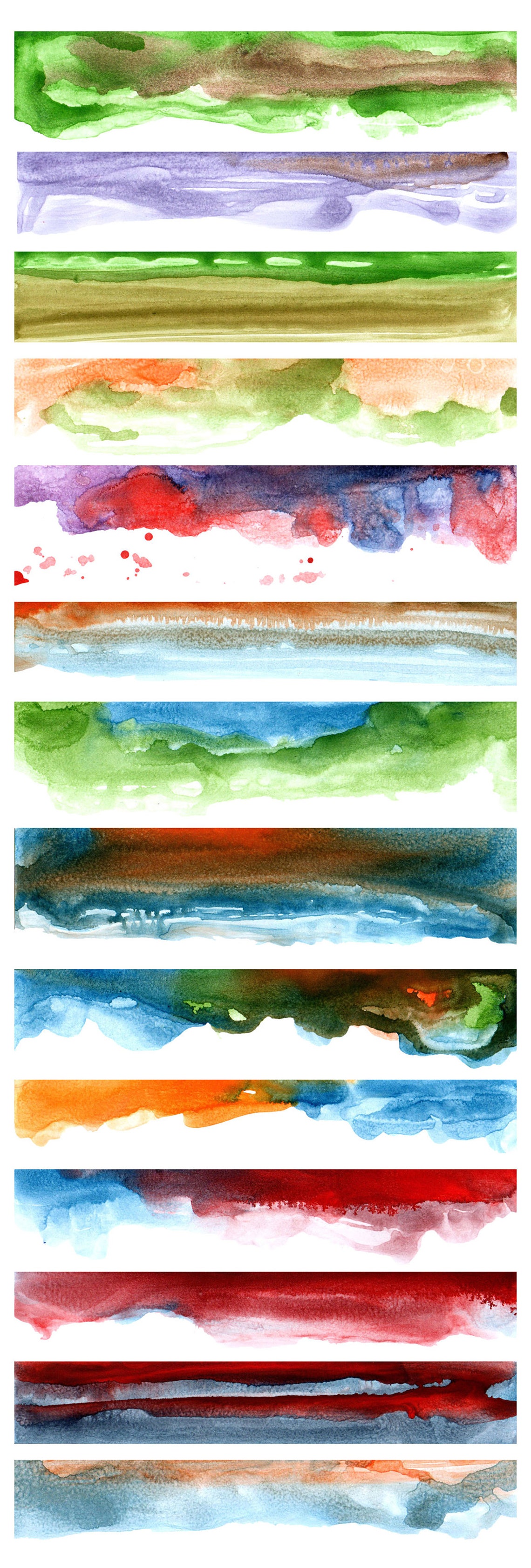 14 Watercolor Borders Clip Art Download PNG, Hand Painted Watercolor ...