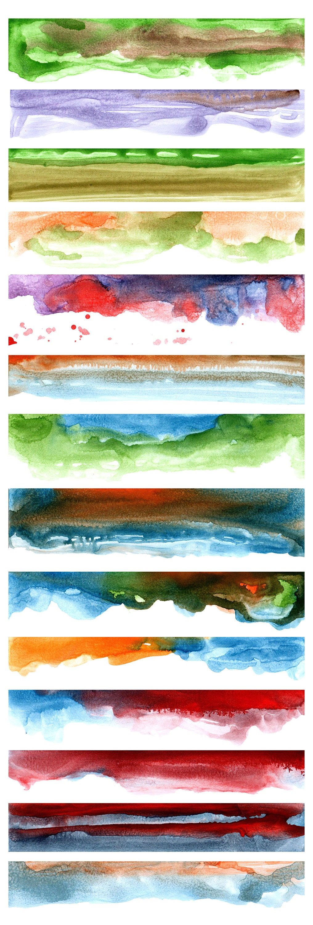 14 Watercolor Borders Clip Art Download PNG, Hand Painted Watercolor ...
