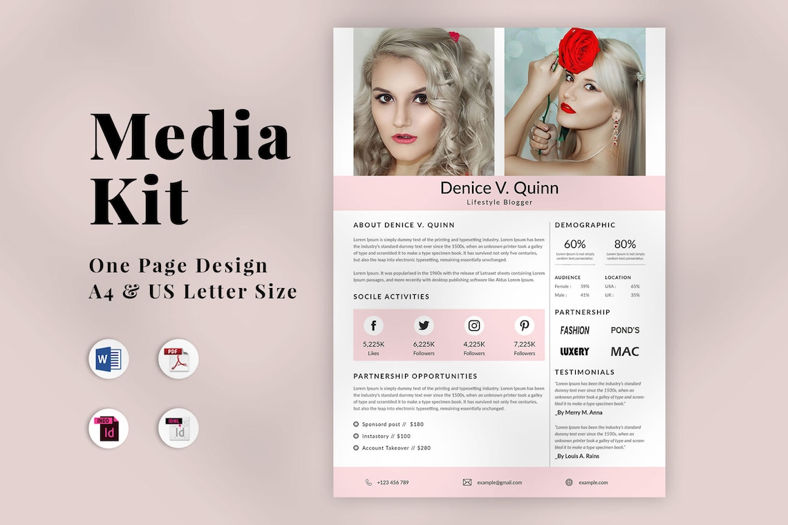 Media Kit Template Blogger Media Kit Fashion Blogger Media - Etsy