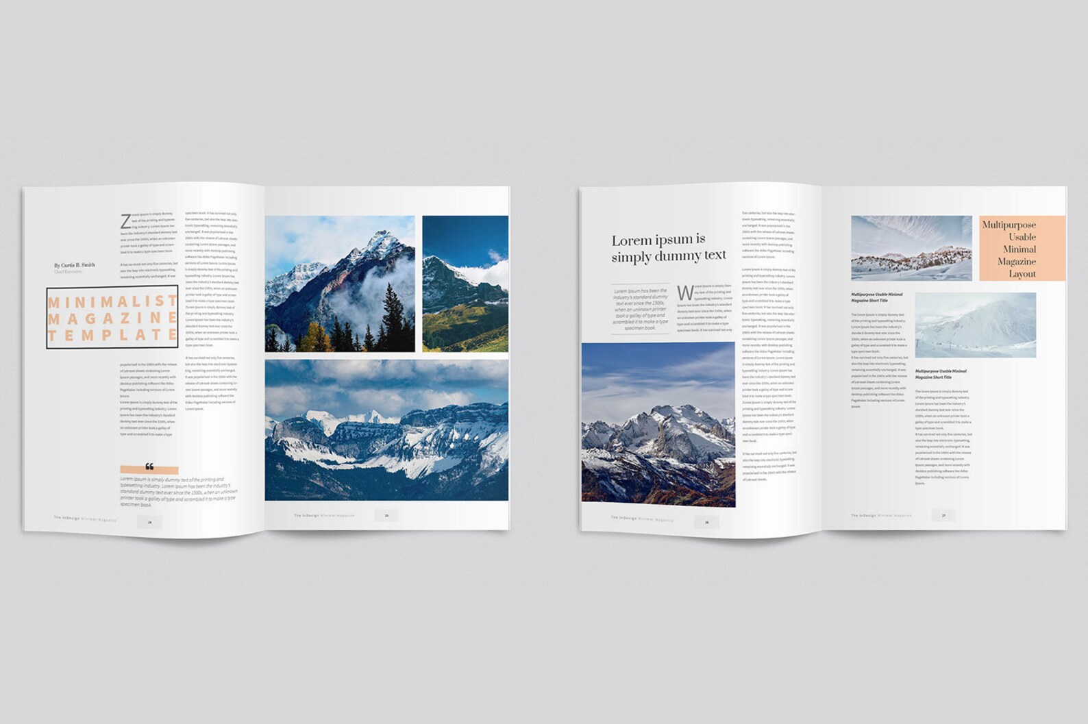 InDesign Magazin Vorlage Minimalistische Magazin-Layout Saubere und ...