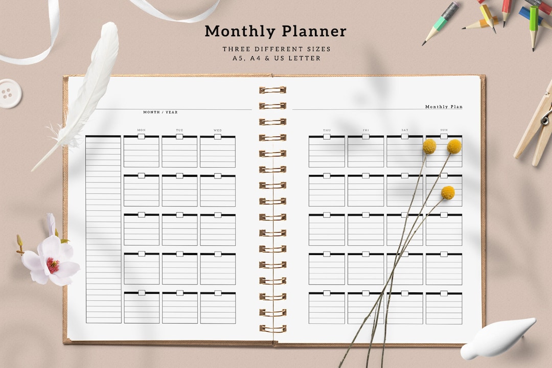 2021 Monthly Planner Two Page Spread Ready for Printable Calendar Style ...