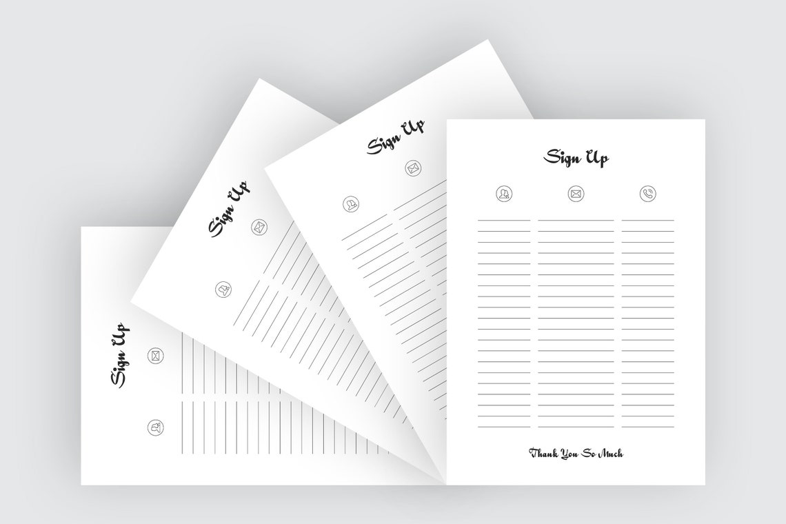 Minimal Sign up Sheet Printable Sign up Event Sign up - Etsy