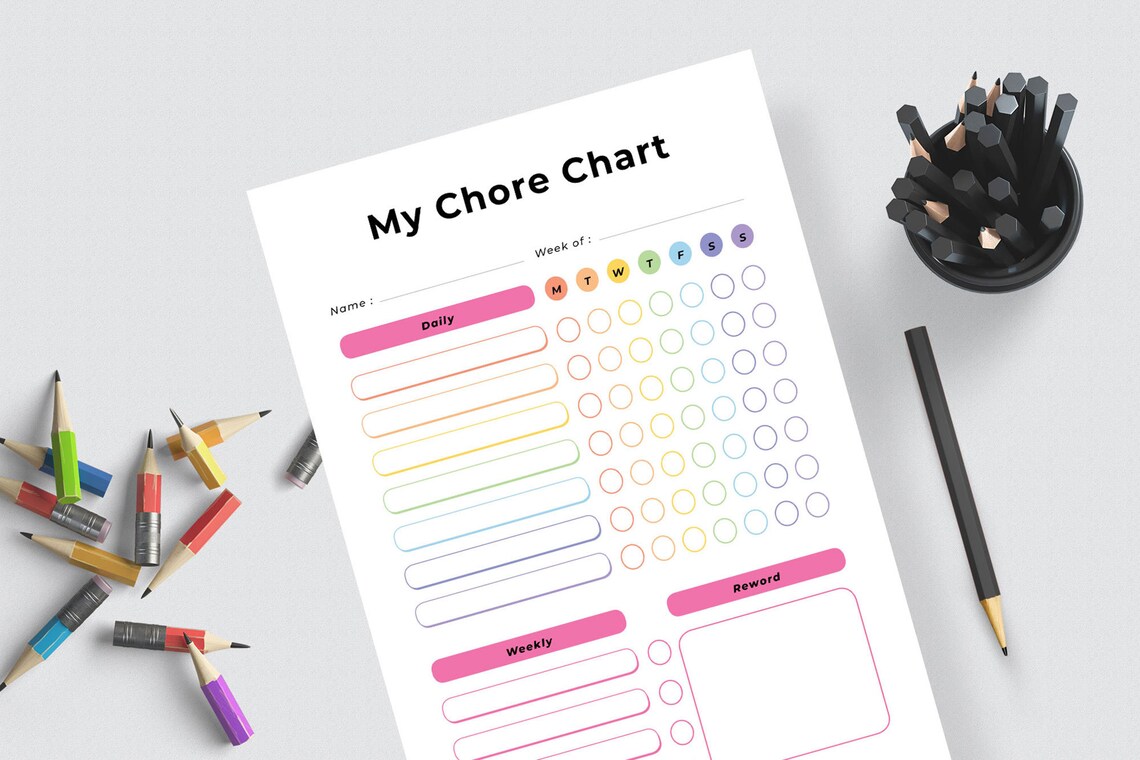 My Chore Chart Editable Indesign & Canva Version, Daily Morning Evening ...
