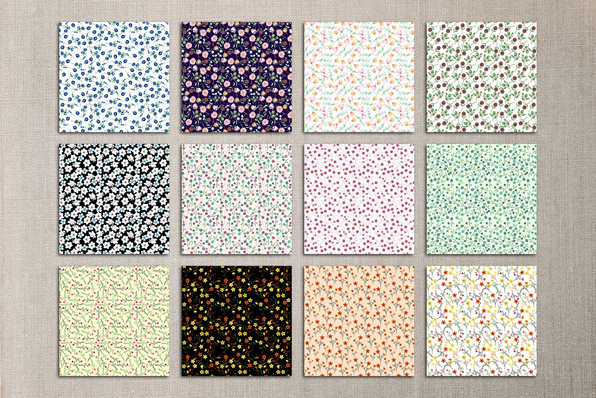 Watercolor Floral Digital Papers 12x12in Sheets 300 Dpi - Etsy