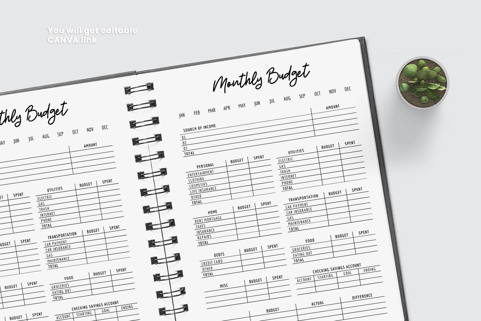 Canva Monthly Budget Planner, Monthly Budget Tracker, Printable Budget ...