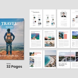 Travel Magazine Template, Travel Agency Magazine Layout, Multiple ...
