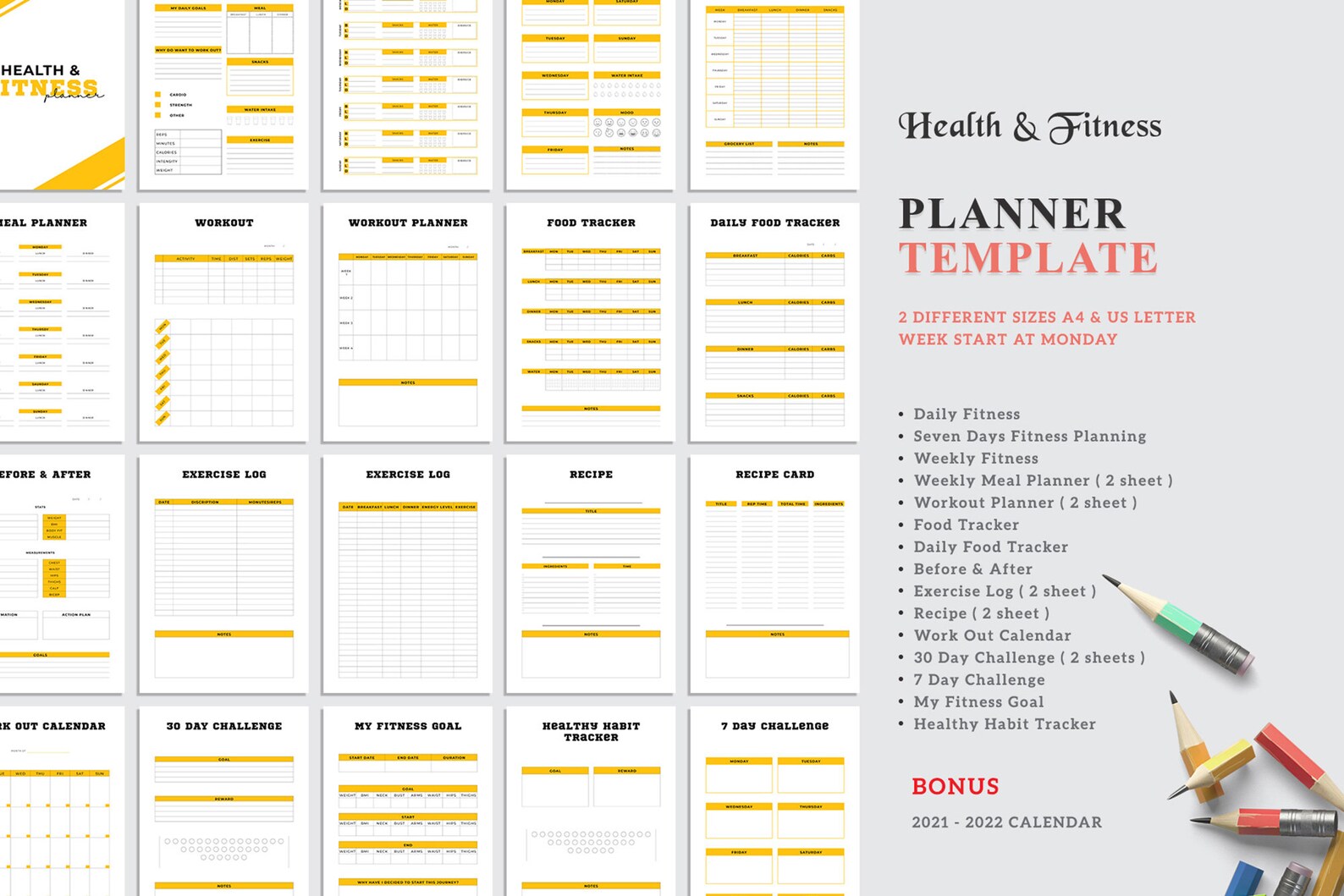 Healthy Lifestyle and Fitness Planner Kit Daily Weekly - Etsy