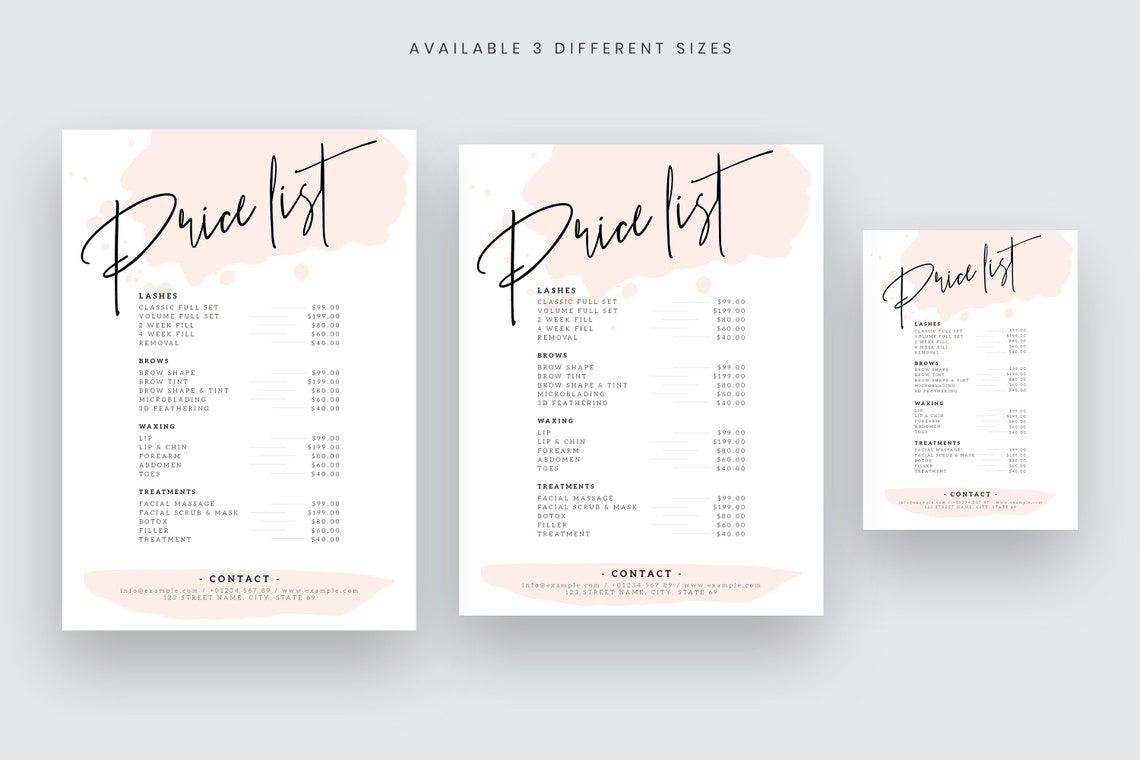 Price List Template for Photographer, Photography Pricing Guide ...