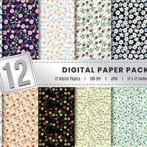Watercolor Floral Digital Papers 12x12in Sheets 300 Dpi - Etsy