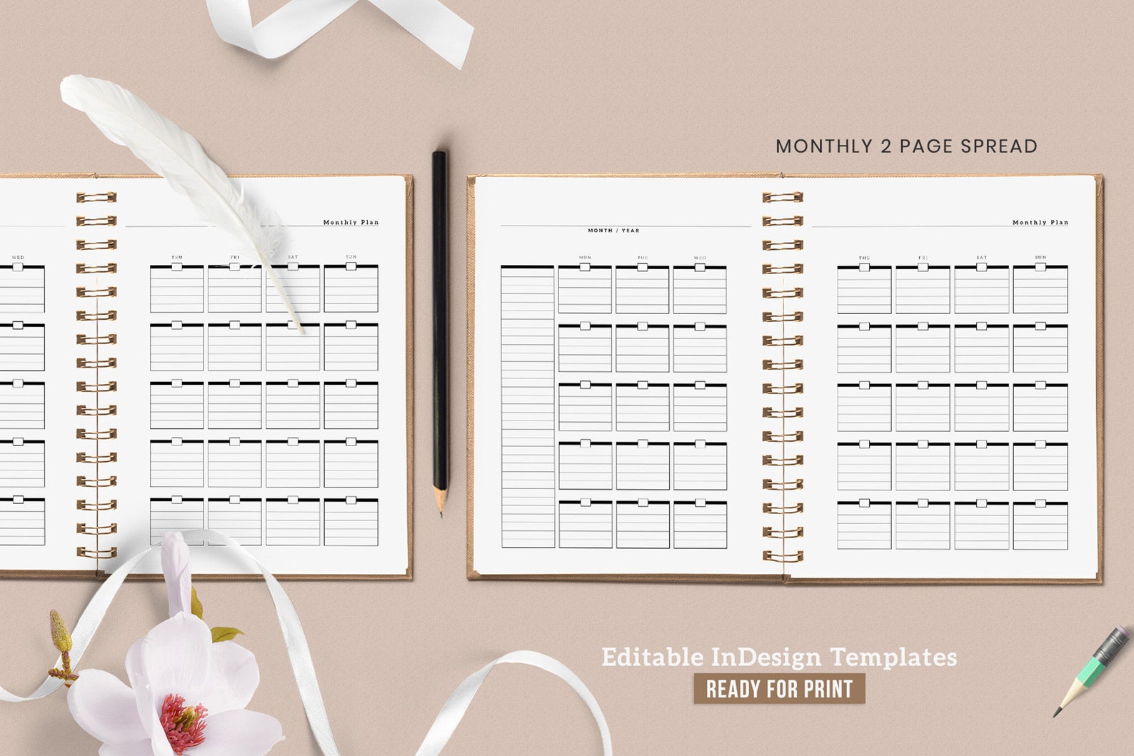 2021 Monthly Planner Two Page Spread Ready for Printable Calendar Style ...