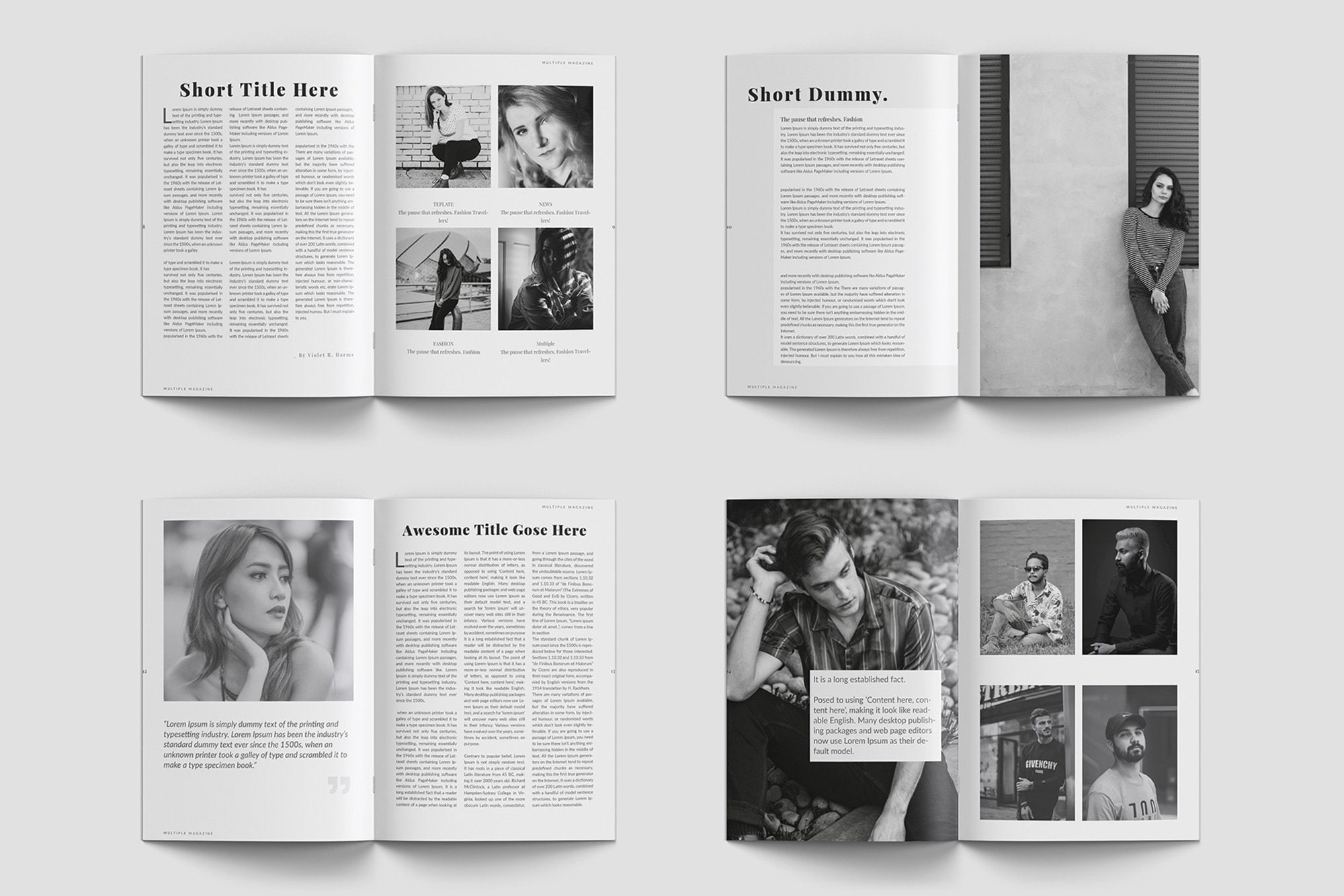 Black and White Minimal Magazine Template, Indesign Magazine Layout ...