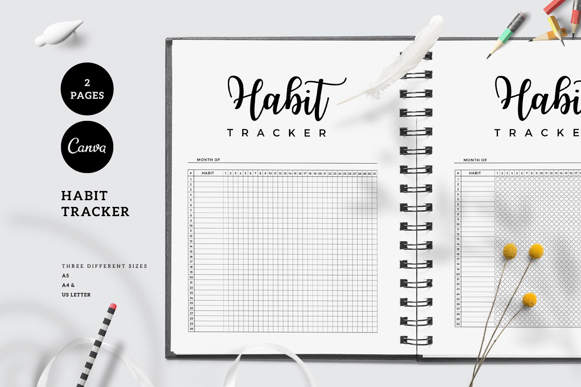 Canva Editable Habit Tracker, Instant Download Habit Tracker, Habit ...