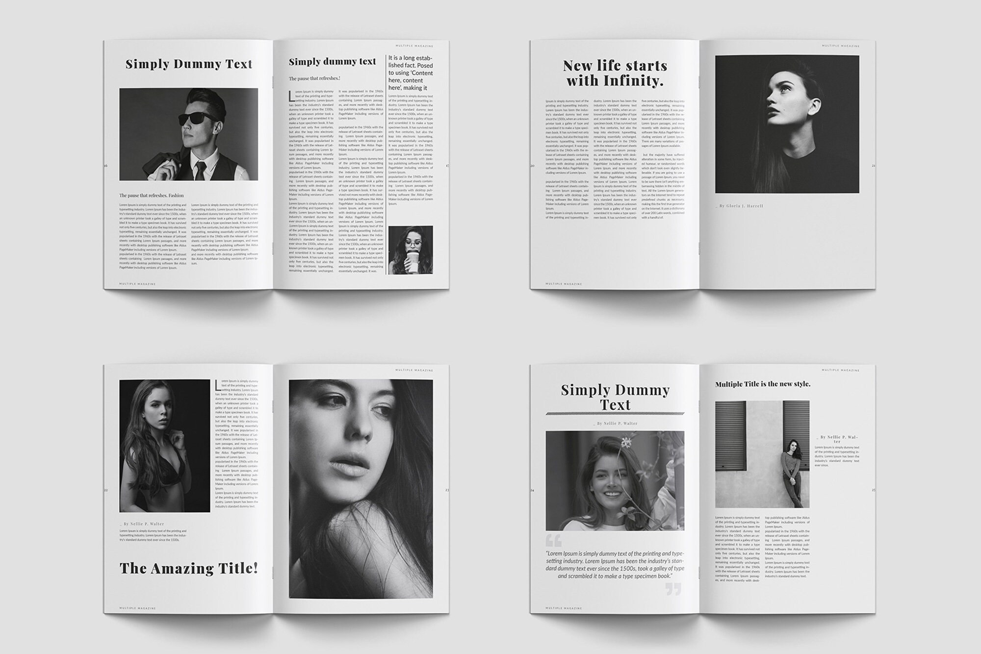 Black and White Minimal Magazine Template, Indesign Magazine Layout ...