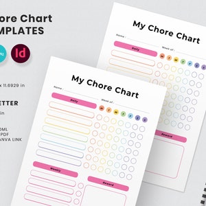 My Chore Chart Editable Indesign & Canva Version, Daily Morning Evening ...