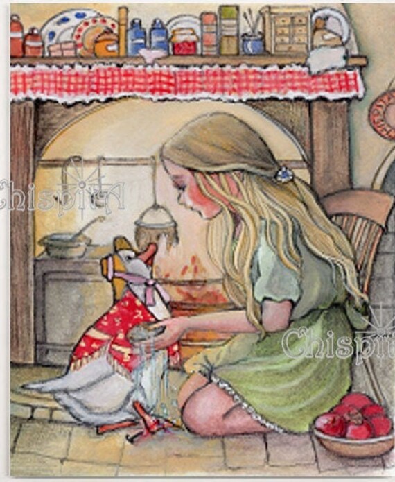 Adorable Mother Goose Art Print.fairytale Girl Portrait. | Etsy