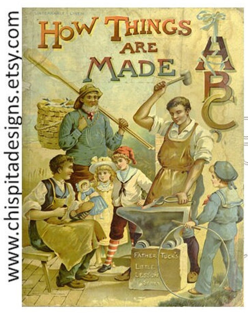 How Things Are Made: Vintage Pictured Abecedary. Illustrated Alphabet ...