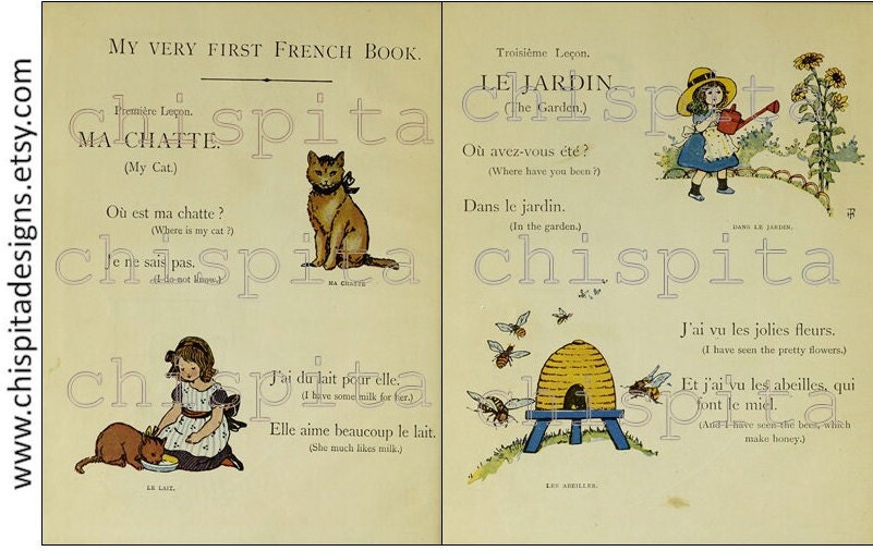 Vintage Illustrated Bilingual Vocabulary English /french for Children ...