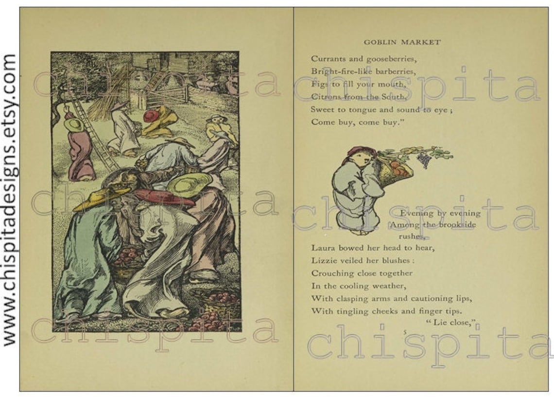 Goblin Market Poem: 1893 Victorian Illustrated Rossetti Rhymes (PDF) - Etsy