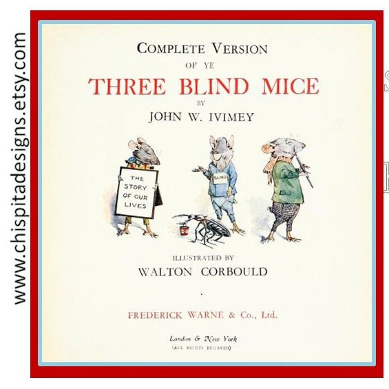 Three Blind Mice Ebook Pictured and Told in Verse. Classic Mice Miracle ...