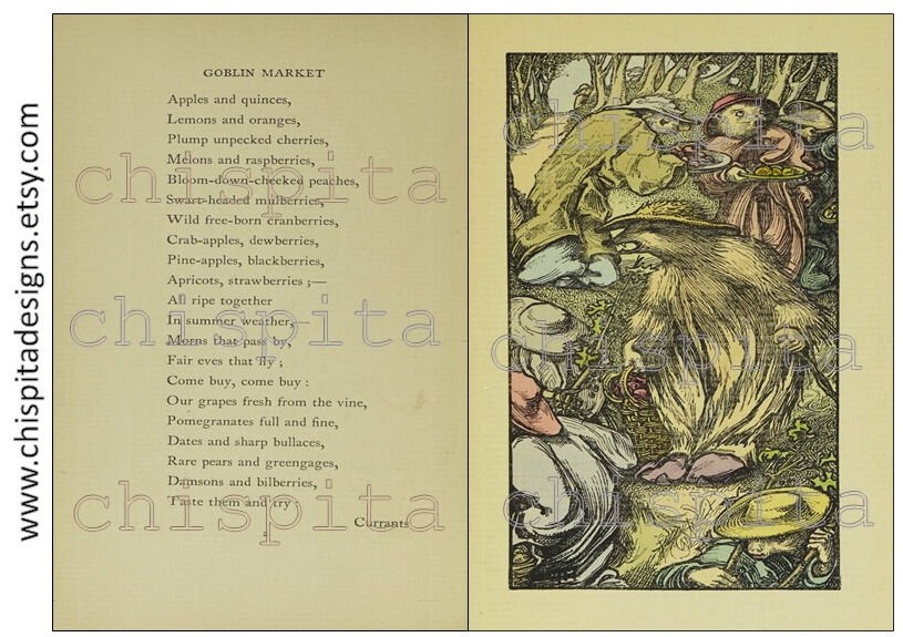 Goblin Market Poem: 1893 Victorian Illustrated Rossetti Rhymes (PDF) - Etsy