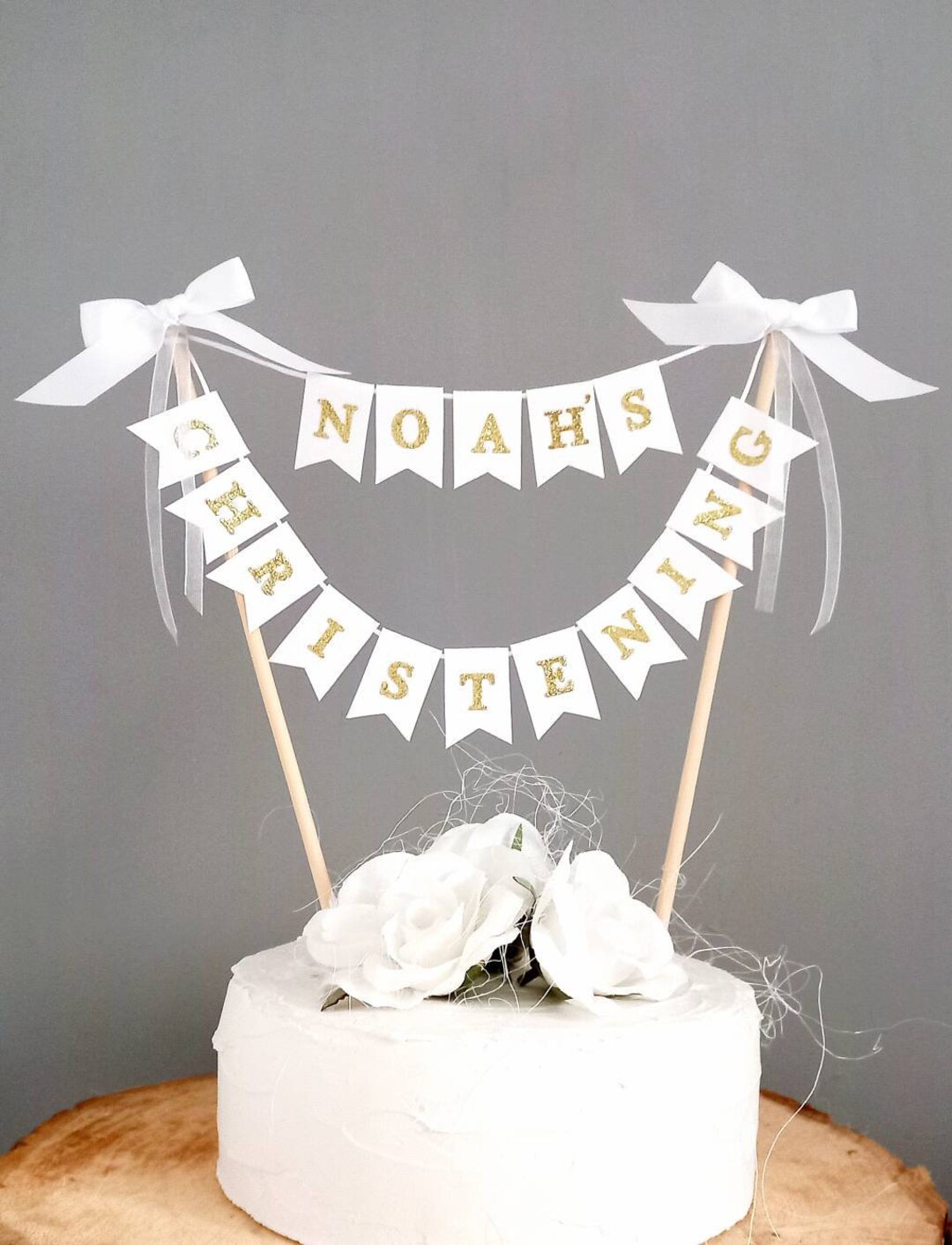Personalised Christening Cake Topper Bunting Handmade Mini Cake Flags ...