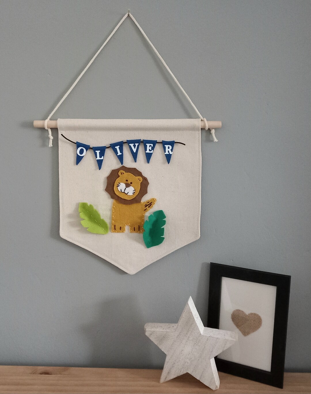 Personalised Pennant Banner Baby Children Lion Jungle Zoo Safari Animal ...